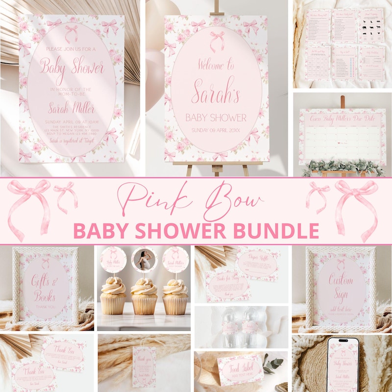 Pink Bow Baby Shower - Etsy
