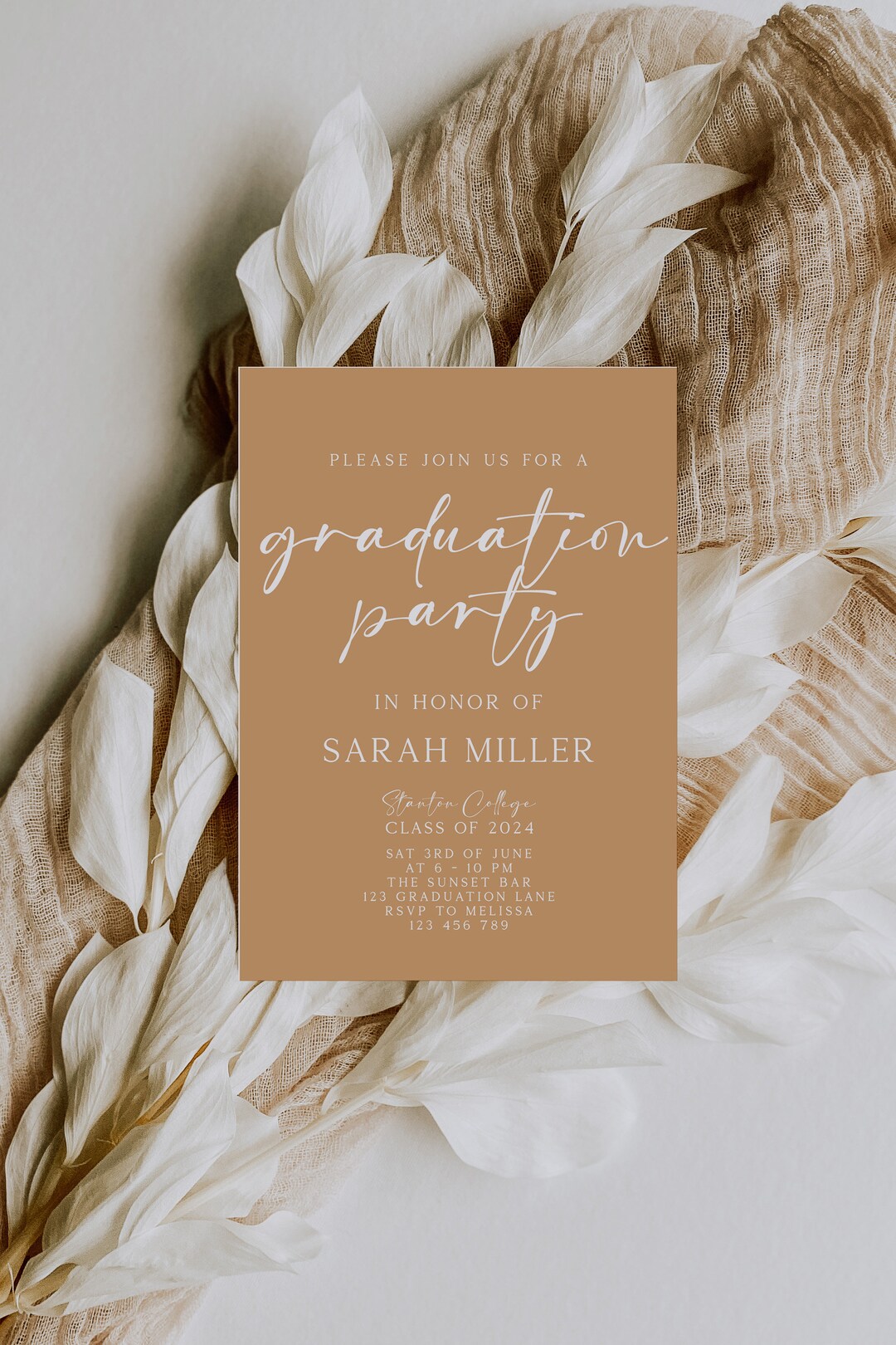Orange Graduation Party Invite, Graduation Invitation, High School ...