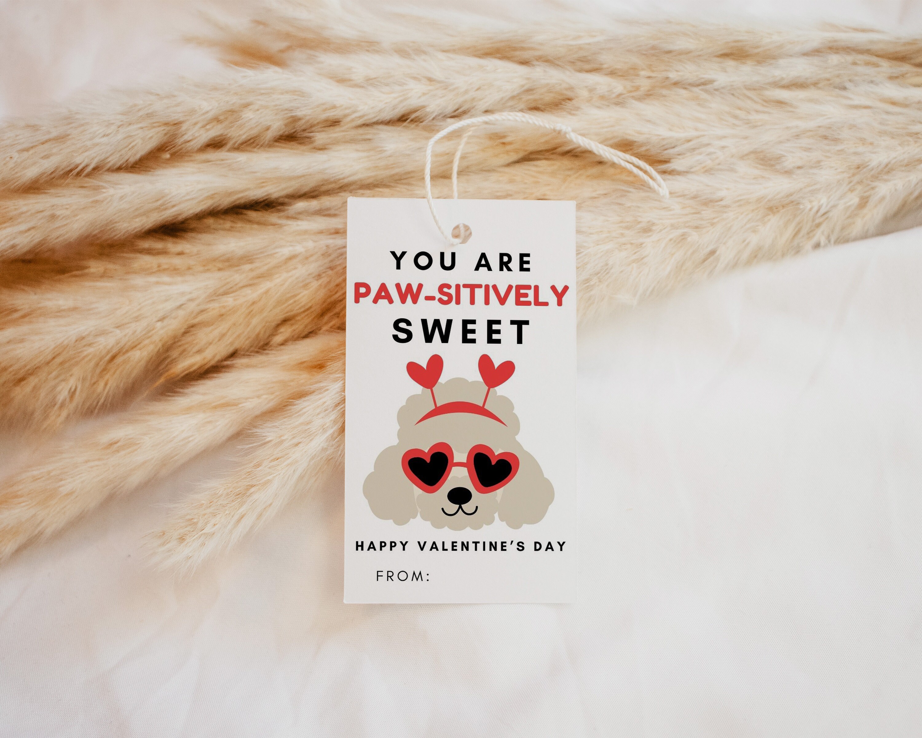 Valentine's Day Gift Tag, Classroom Valentine Tag, Puppy Pun Valentine ...