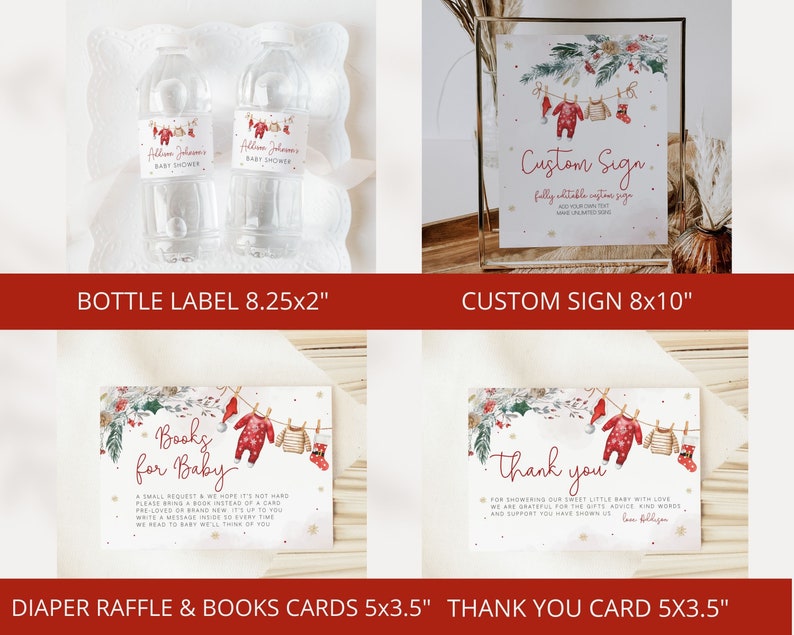 Santa Baby Shower Bundle, Christmas Baby Shower Invitation Bundle ...