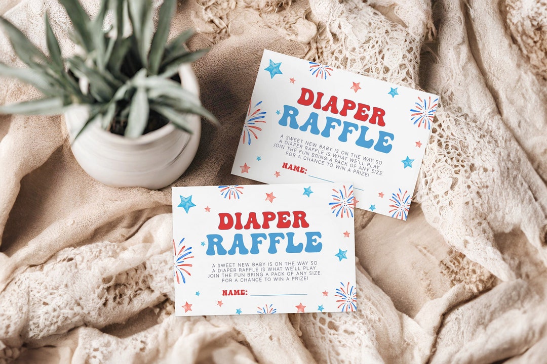Boom Boom Baby Shower Diaper Raffle Card, 4th of July Diaper Raffle ...