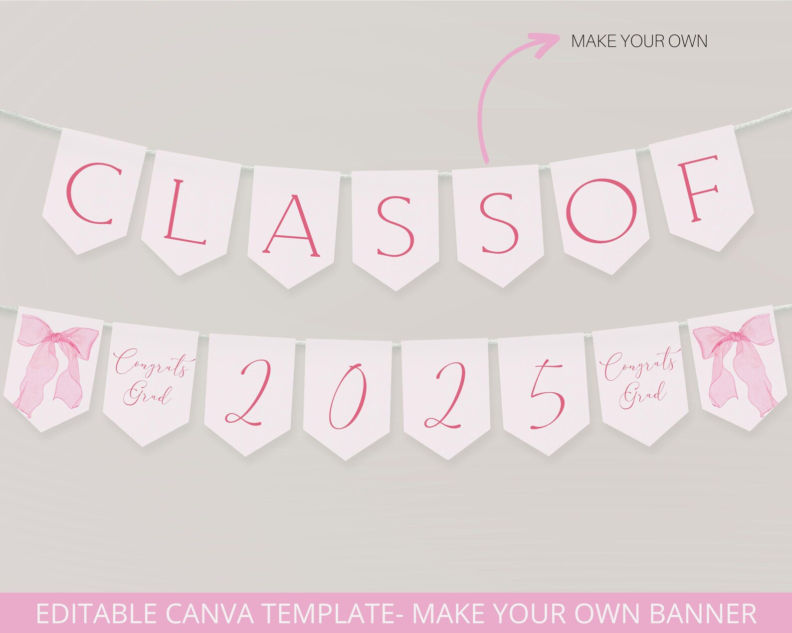 Pink Bow Graduation Invitation Bundle, Pink Graduation Party Bundle ...