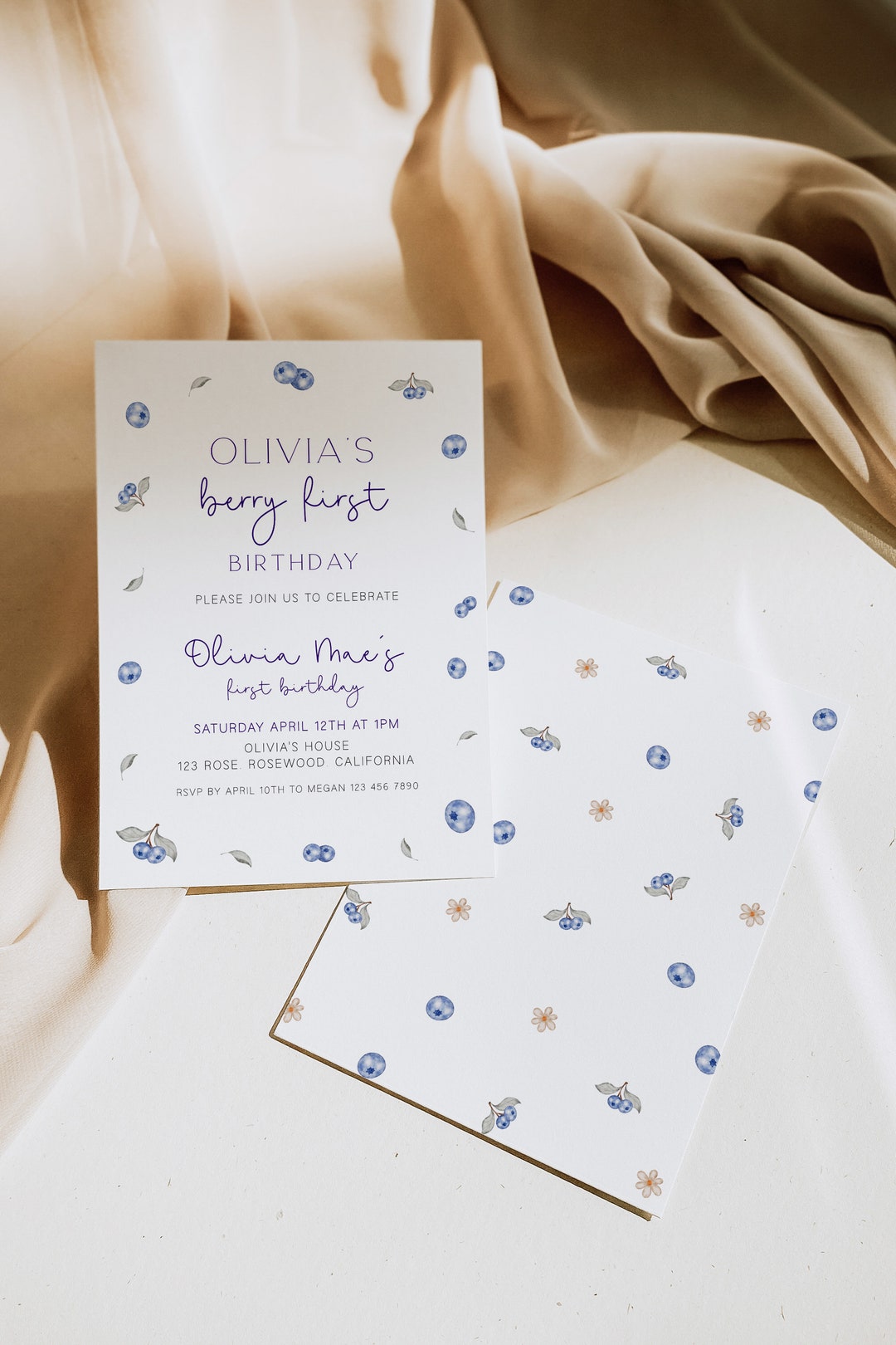 Blueberry First Birthday Invitation, Berry 1st Birthday Invite ...