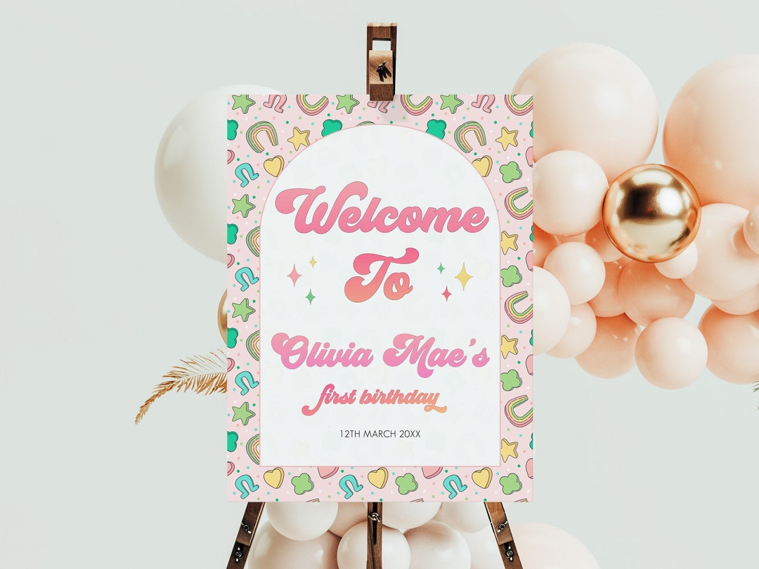 Editable Lucky One Welcome Sign, St Patrick's Birthday Welcome Sign ...