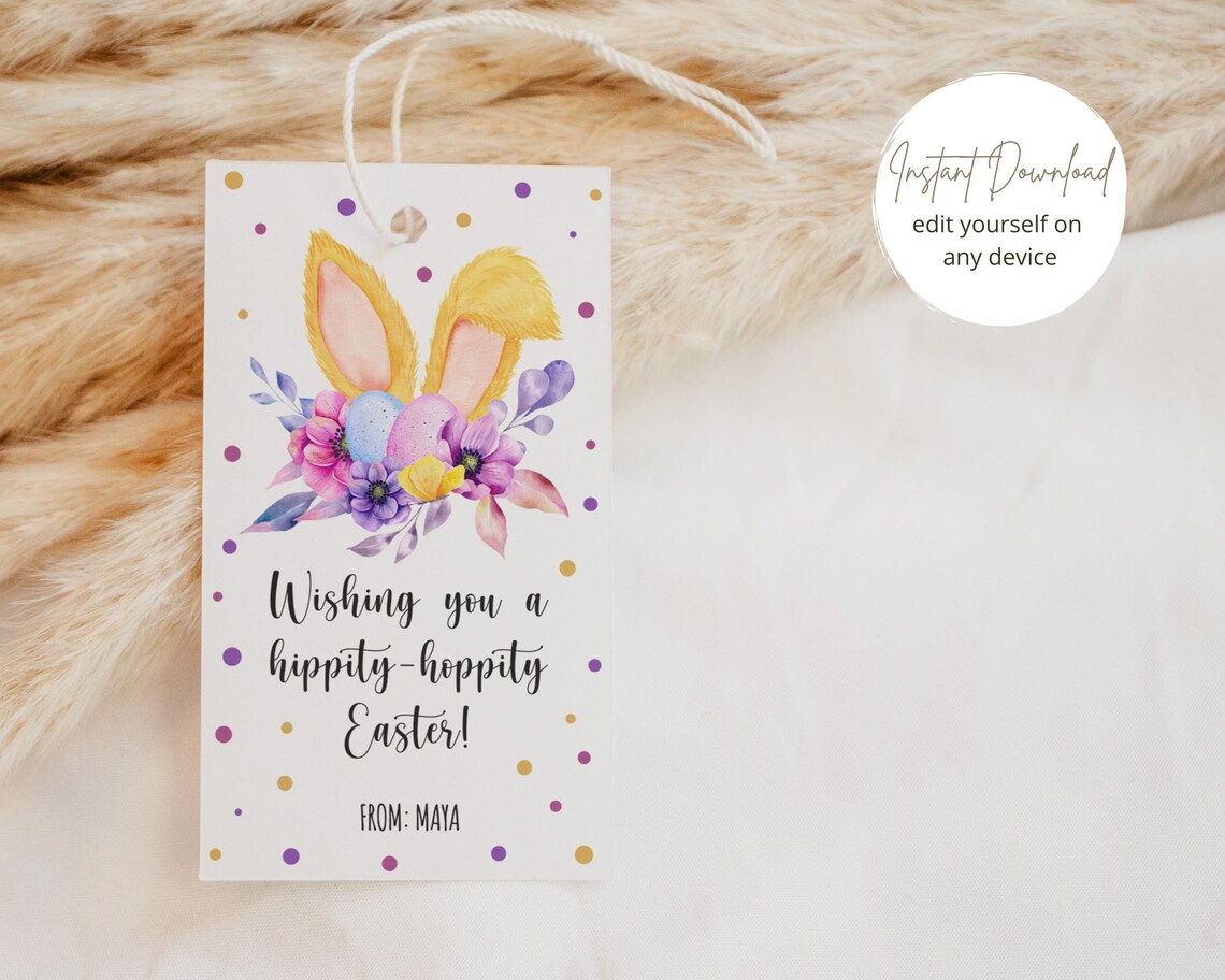 Editable Easter Gift Tag for Kids, Easter Gift Tag Printable, Easter ...