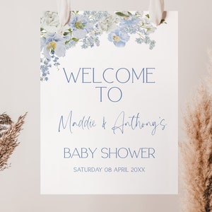 Blue Baby in Bloom Welcome Sign, Boy Baby in Bloom Baby Shower ...