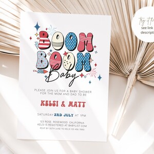 Boom Boom Baby Shower Invitation, 4th of July Baby Shower Invite, 4th ...