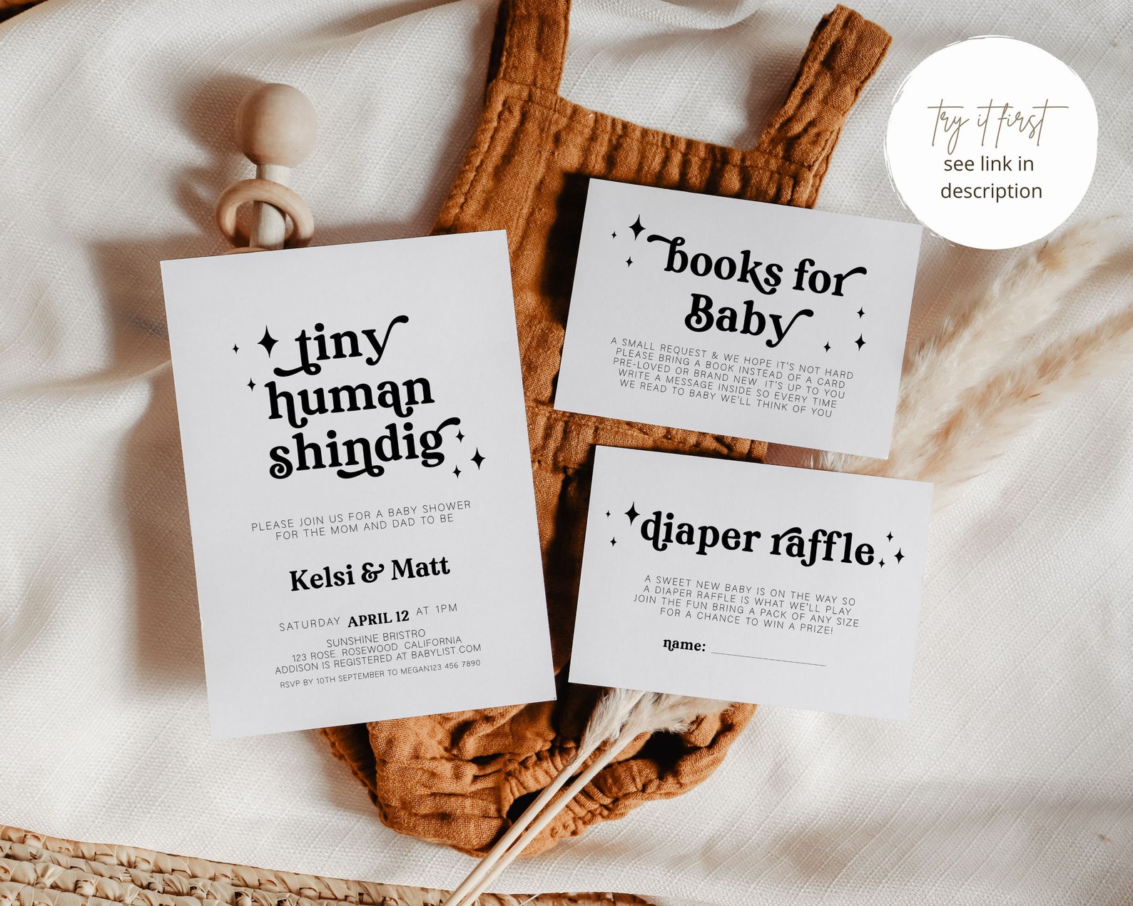 Tiny Human Shindig Invitation, Modern Baby Shower Invitation, Tiny ...