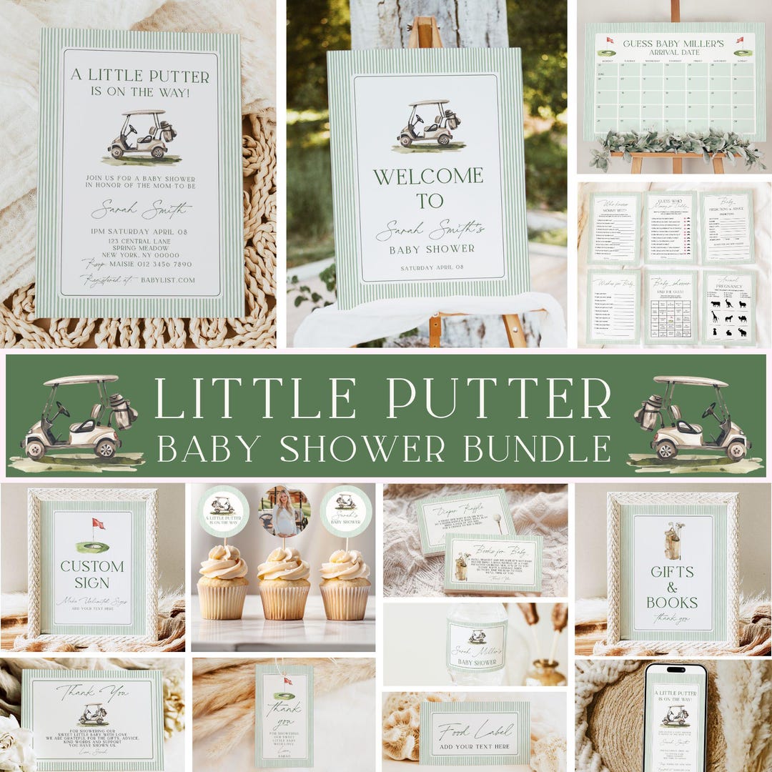 Little Putter Baby Shower Bundle, Stripe Golf Baby Shower, New to the ...