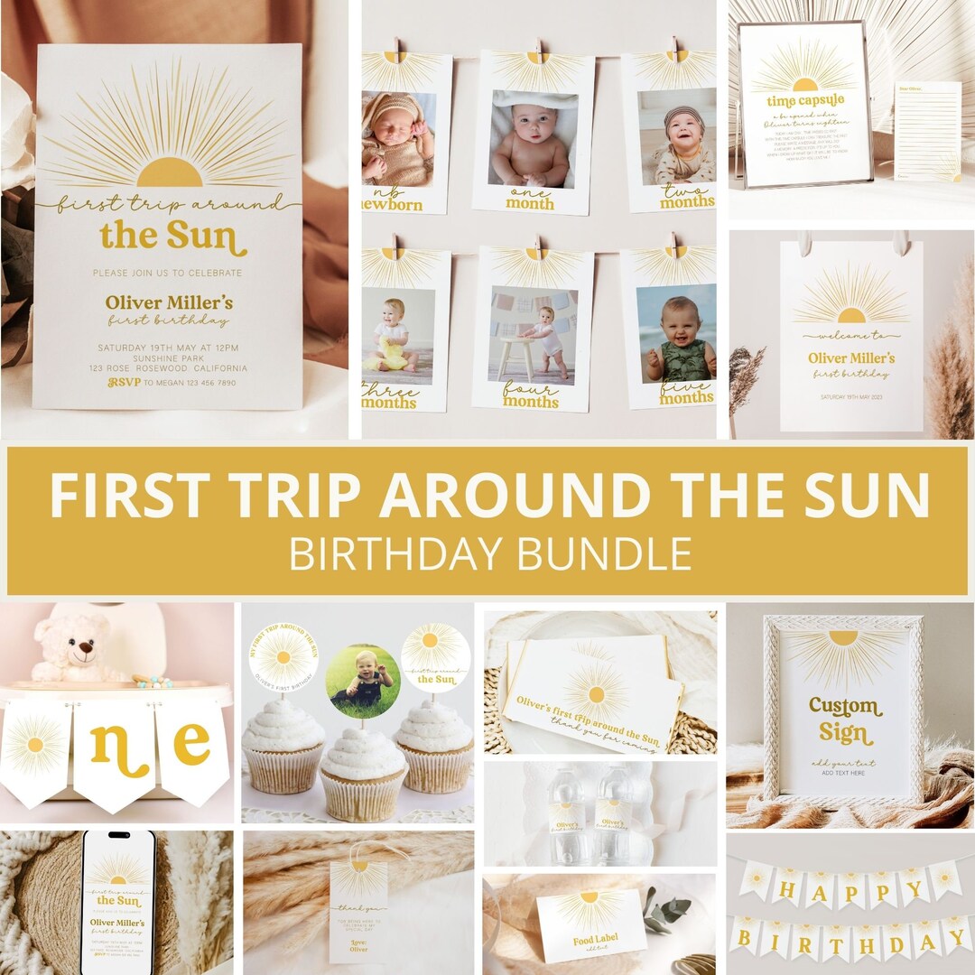First Trip Around the Sun Bundle, Sunshine Birthday Bundle, Sun ...
