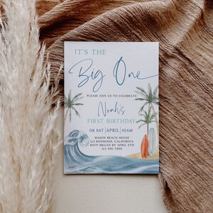 Big One Birthday Invitation, Summer Birthday Invite, Surf Birthday ...