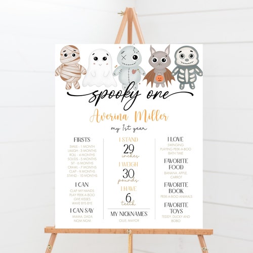 Halloween Milestone Board Spooky One Milestone Poster - Etsy