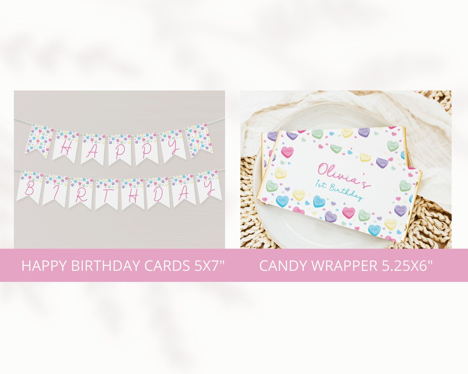 Conversation Hearts Birthday Bundle, Candy Hearts Birthday Bundle, 1st ...