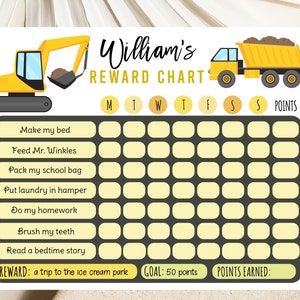Construction Reward Chart, Editable Construction Reward Chart ...
