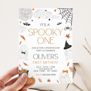 Spooky One Invitation, Halloween First Birthday Invite, Neutral ...