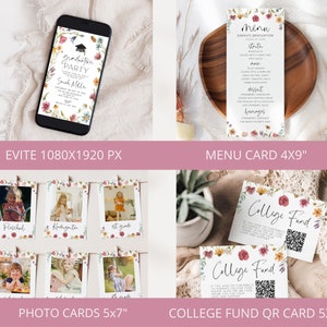 Wildflower Graduation Invitation Bundle, Graduation Party Bundle ...