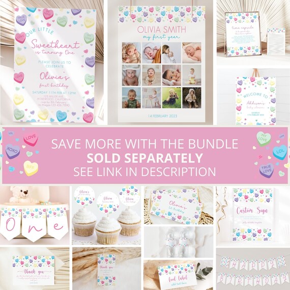 Conversation Hearts Birthday Invitation Conversation Heart Birthday