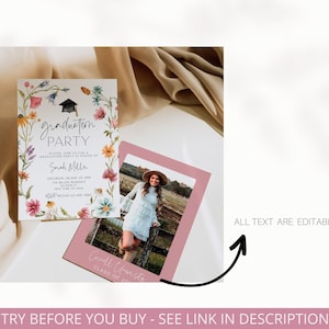 Wildflower Graduation Invitation Bundle, Graduation Party Bundle ...