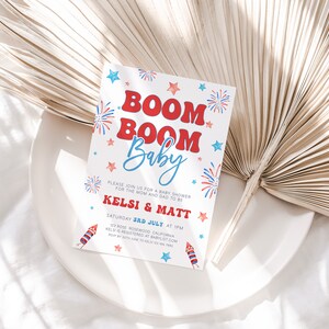 Boom Boom Baby Shower Invitation, 4th of July Baby Shower Invite, 4th ...