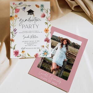 Wildflower Graduation Invitation, Wildflower Graduation Announcement ...