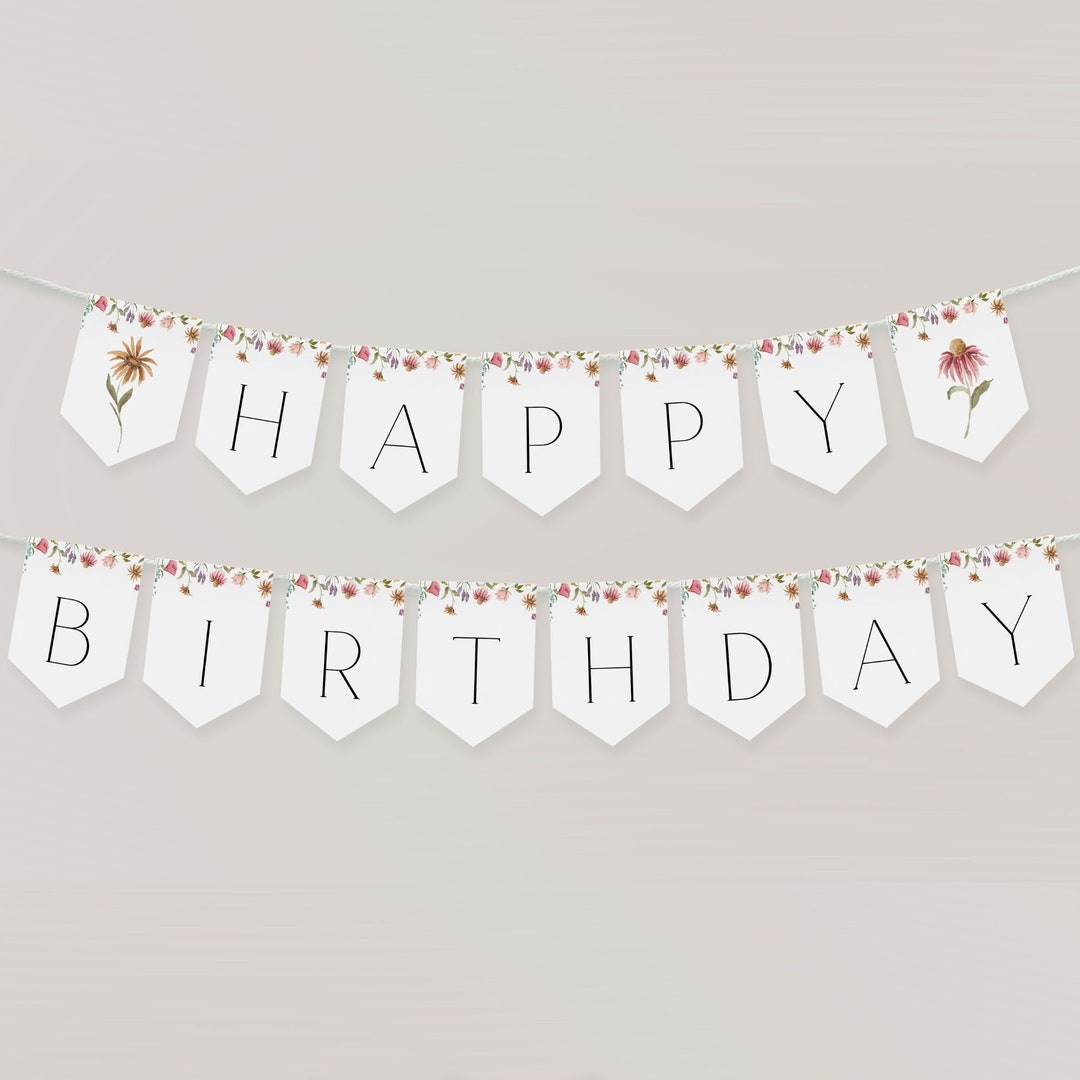 Wildflower Happy Birthday Banner, Wildflower 1st Birthday Decor ...
