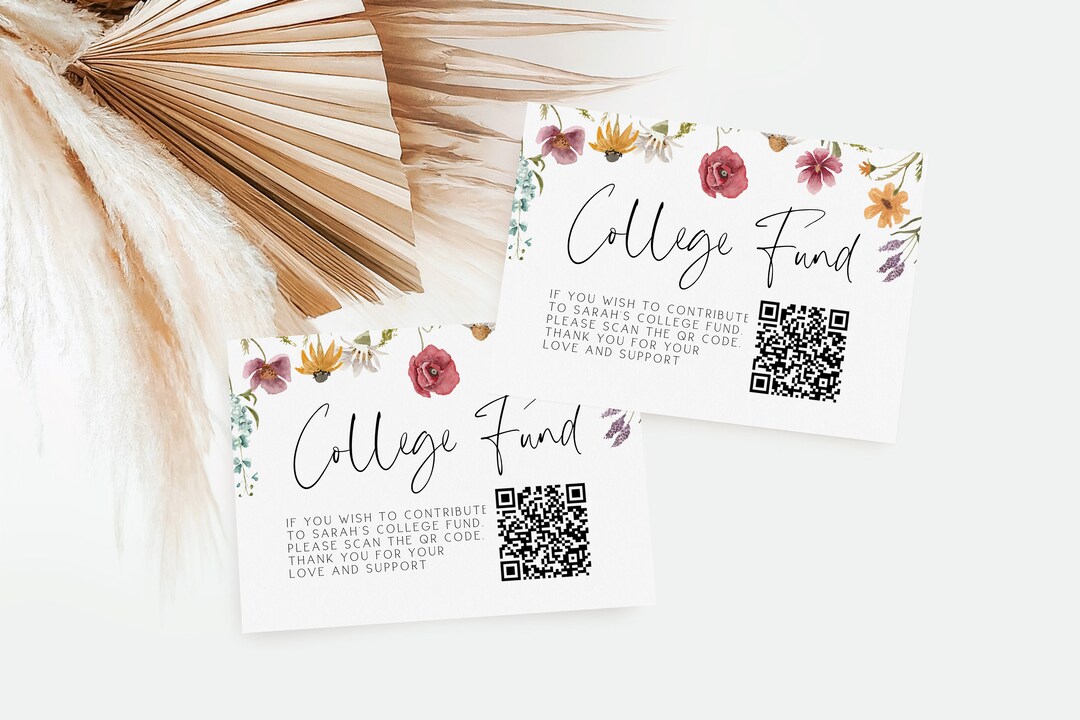 Wildflower Graduation College Fund Card, College Fund QR Code Card ...