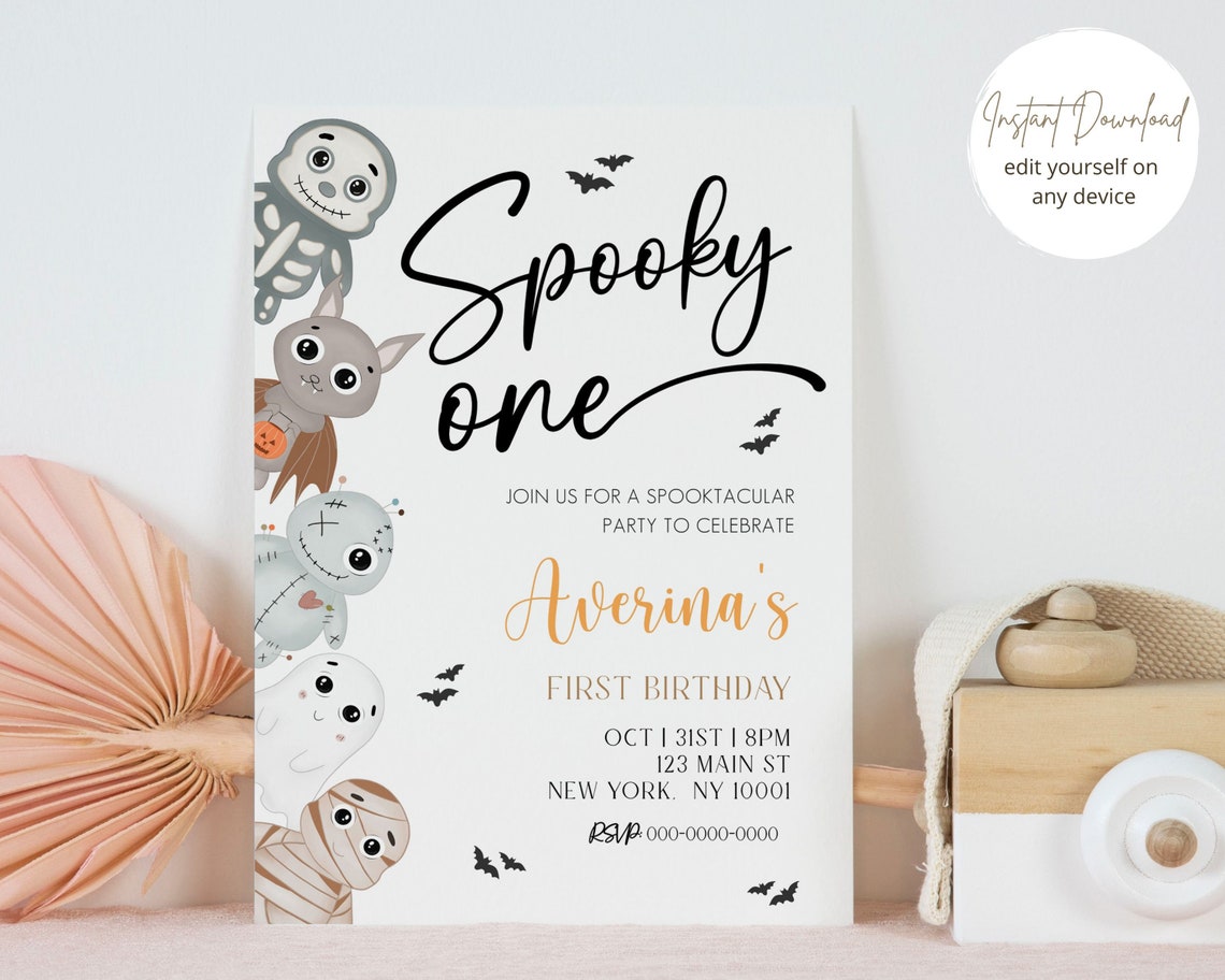 Spooky One Invitation Halloween First Birthday Invite Pastel - Etsy