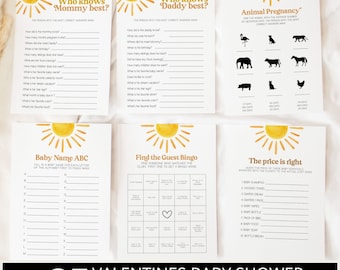 EDITABLE Here Comes the Son Baby Shower Games Bundle, Sunshine Baby ...