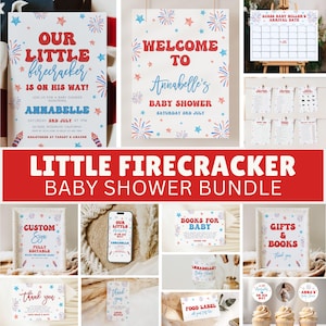 Little Firecracker Baby Shower Bundle, 4th of July Baby Shower Bundle ...