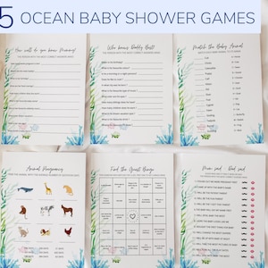 Ocean Theme Baby Shower Games Bundle, 25 Under the Sea Baby Shower ...