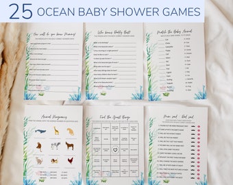Editable Under the Sea Baby Shower Games Bundle: Ocean Animals (digital ...