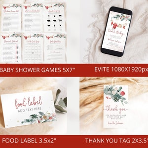 Santa Baby Shower Bundle, Christmas Baby Shower Invitation Bundle ...