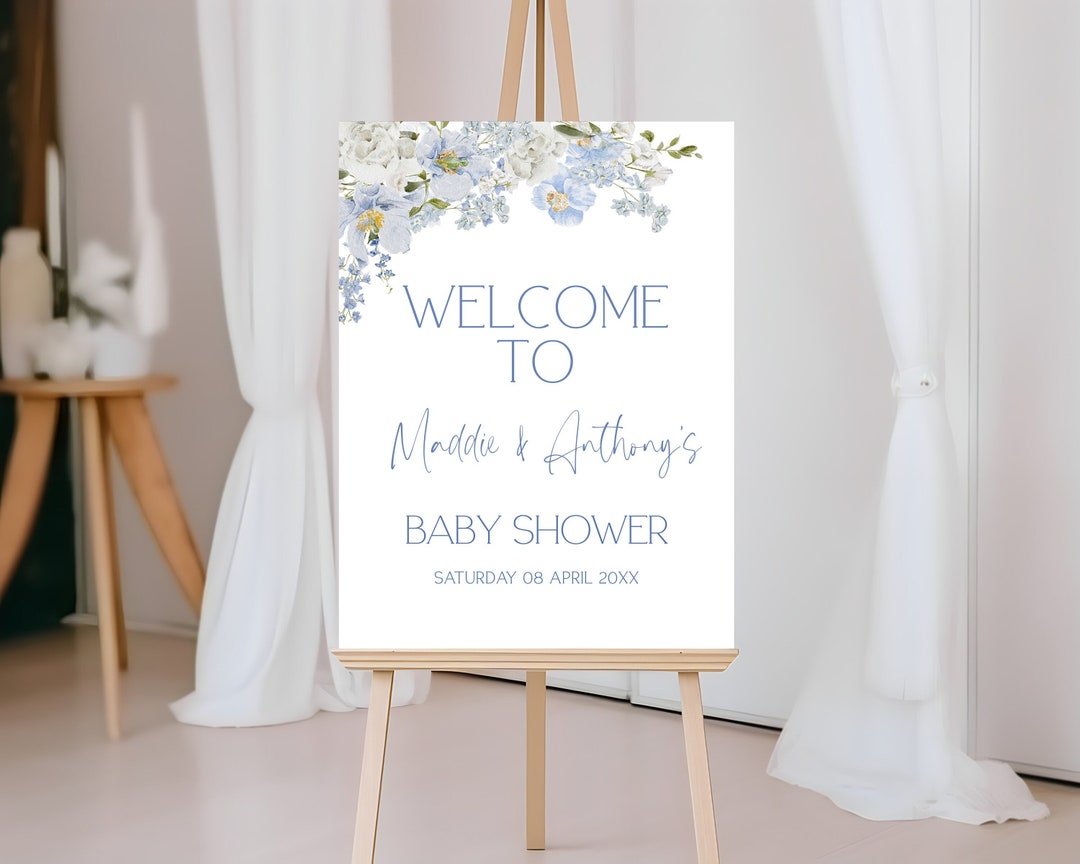 Blue Baby in Bloom Welcome Sign, Boy Baby in Bloom Baby Shower ...