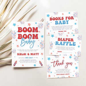 Boom Boom Baby Shower Invitation, 4th of July Baby Shower Invite, 4th ...