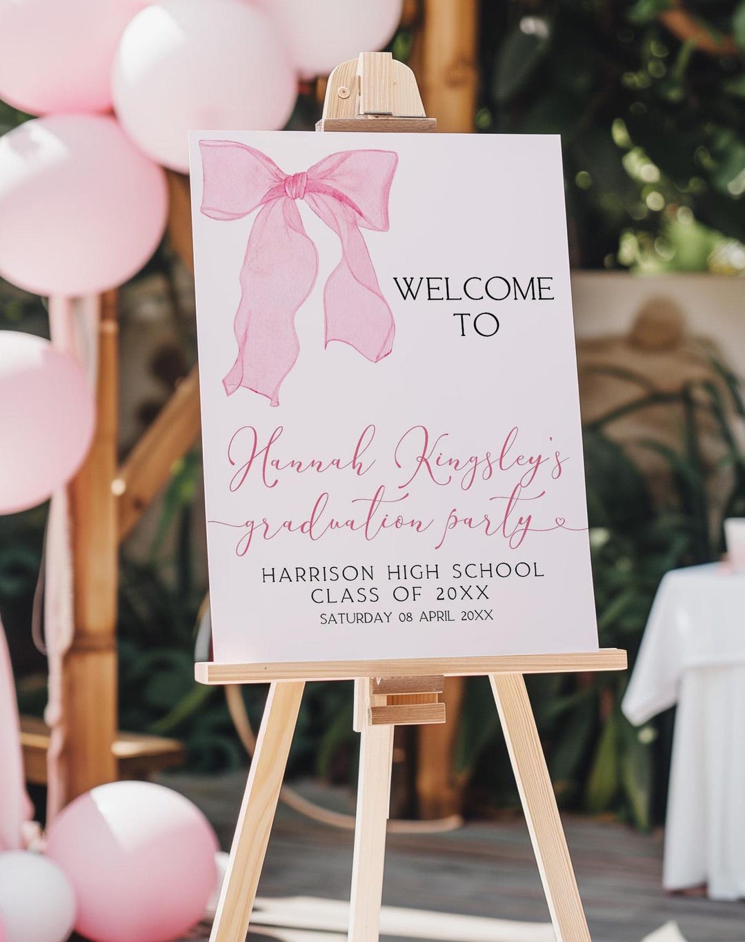 Pink Bow Graduation Party Welcome Sign, Graduation Welcome Sign ...