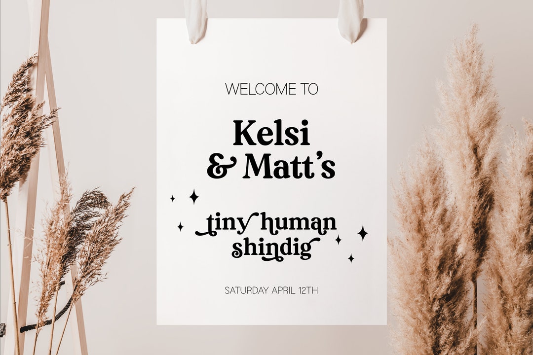 Tiny Human Shindig Baby Shower Welcome Sign, Minimal Baby Shower ...