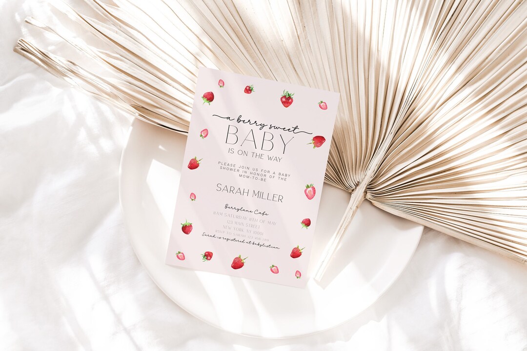 Berry Baby Shower Invitation, Berry Sweet Baby Shower Invitation, Berry ...