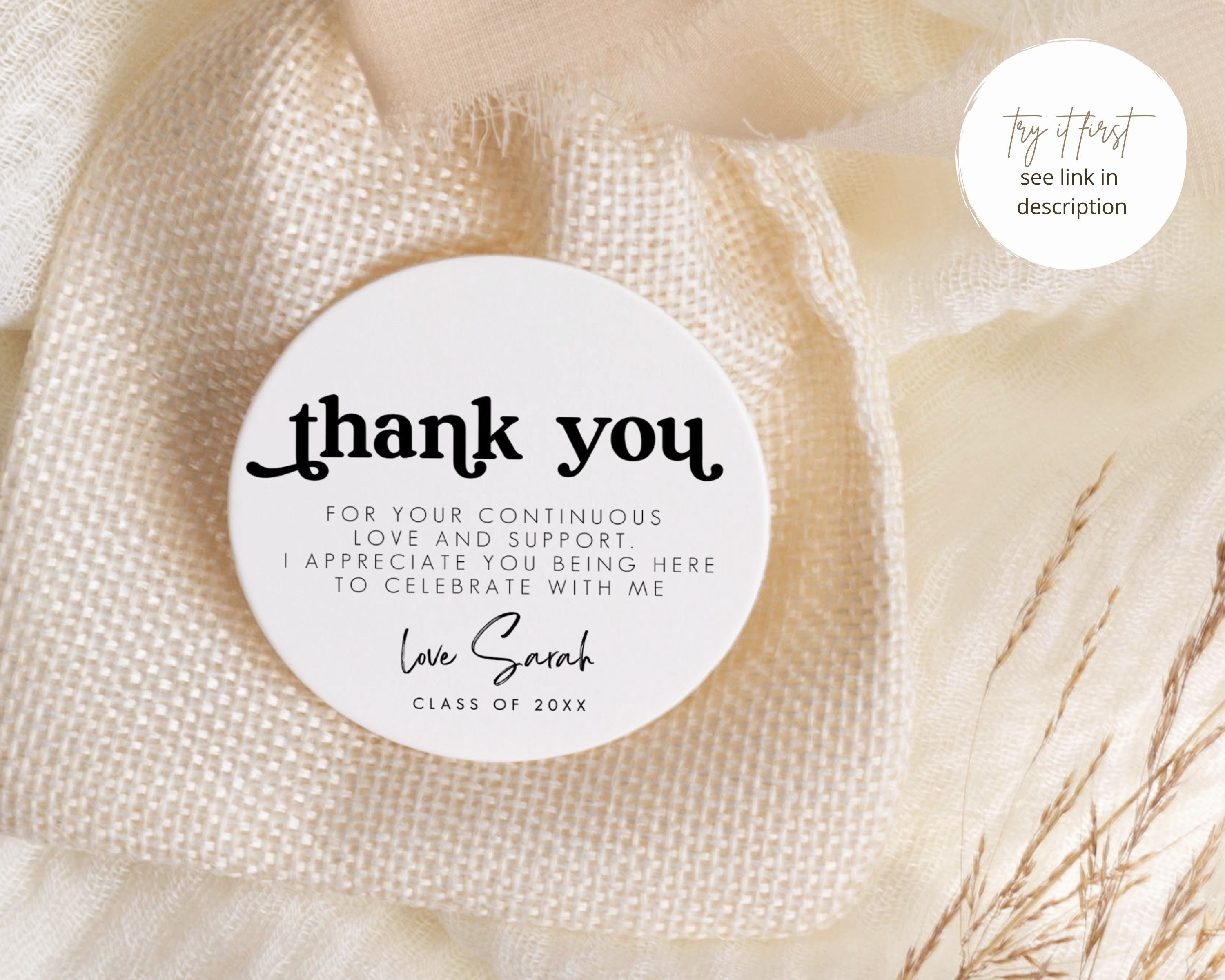 Editable Graduation Thank You Tag, Graduation Favor Tag Printable, Grad ...