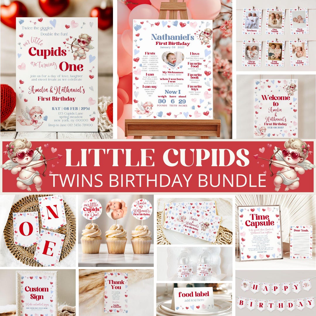 Little Cupids Birthday Bundle, Twin Birthday Bundle, Boy and Girl ...