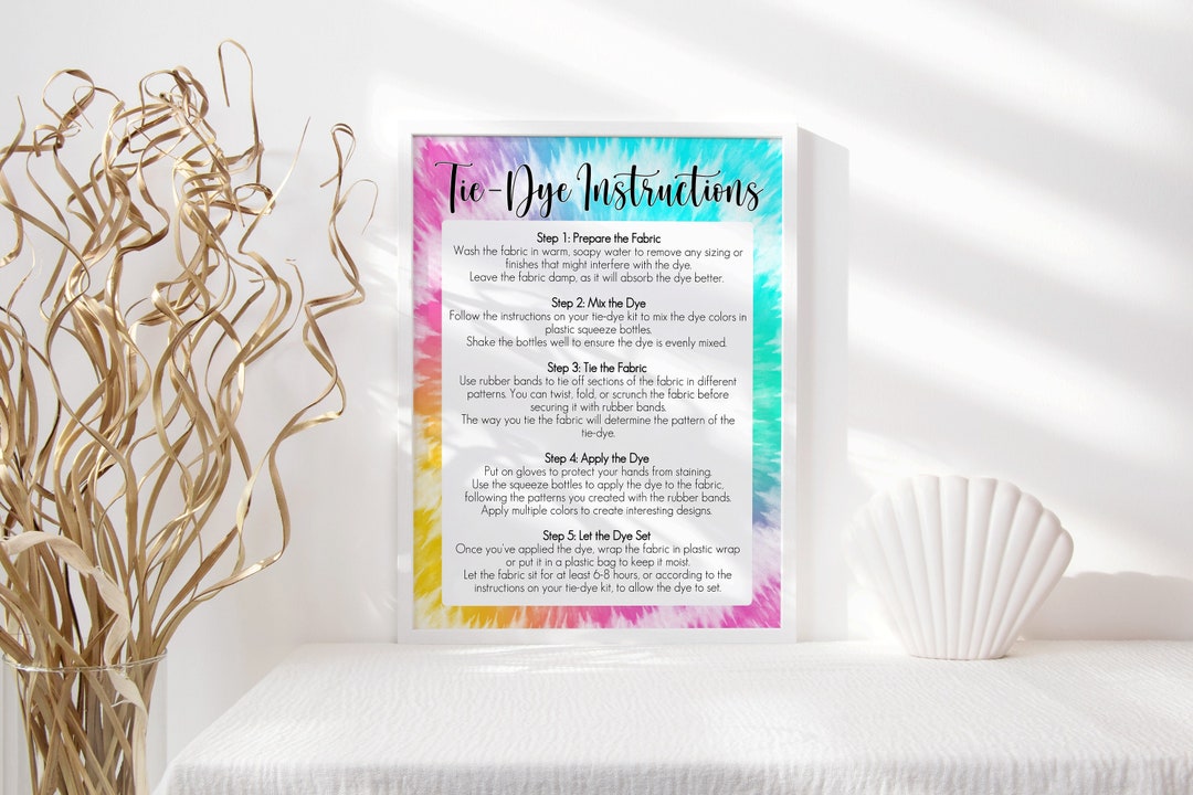 Tie Dye Instructions Sign, Tie Dye Birthday Sign, Tie-dye Birthday ...