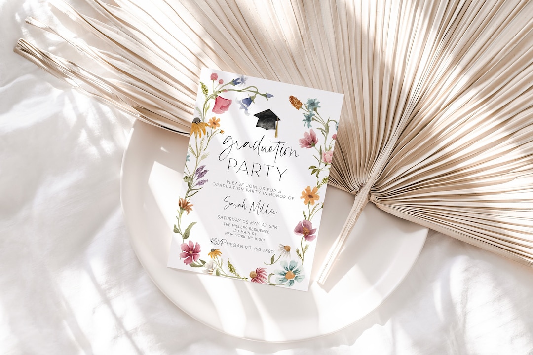 Wildflower Graduation Invitation, Wildflower Graduation Announcement ...