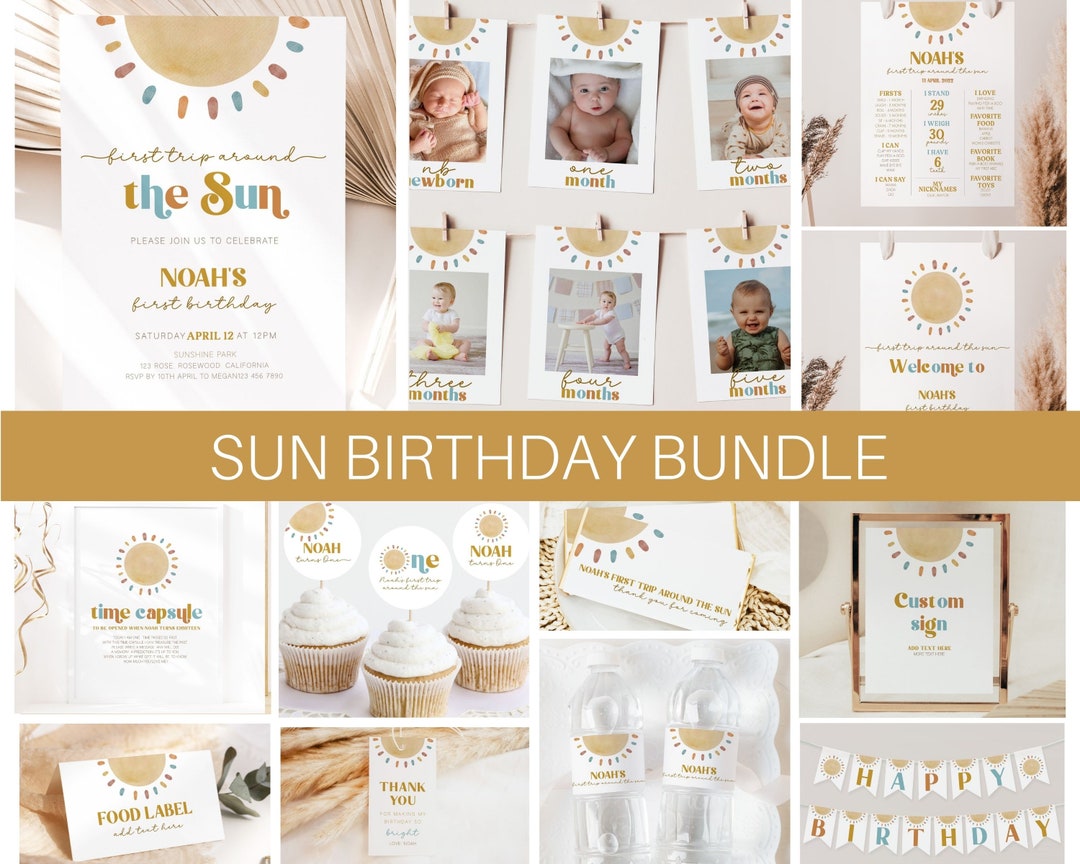 First Trip Around the Sun Bundle, Sunshine Birthday Bundle, Sun ...