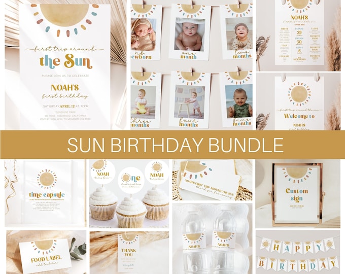 Sunshine Birthday Bundle Set, Sun Birthday Bundle, Our Little Sunshine ...