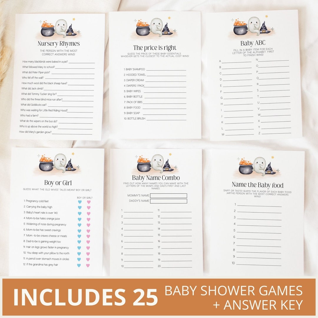 Little Boo Baby Shower Games Bundle, Halloween Baby Shower Games ...