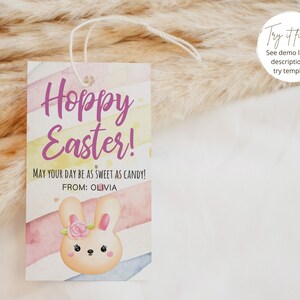 Editable Hoppy Easter Gift Tag for Kids, Easter Gift Tag Printable ...