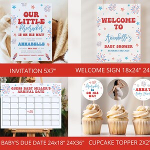 Little Firecracker Baby Shower Bundle, 4th of July Baby Shower Bundle ...