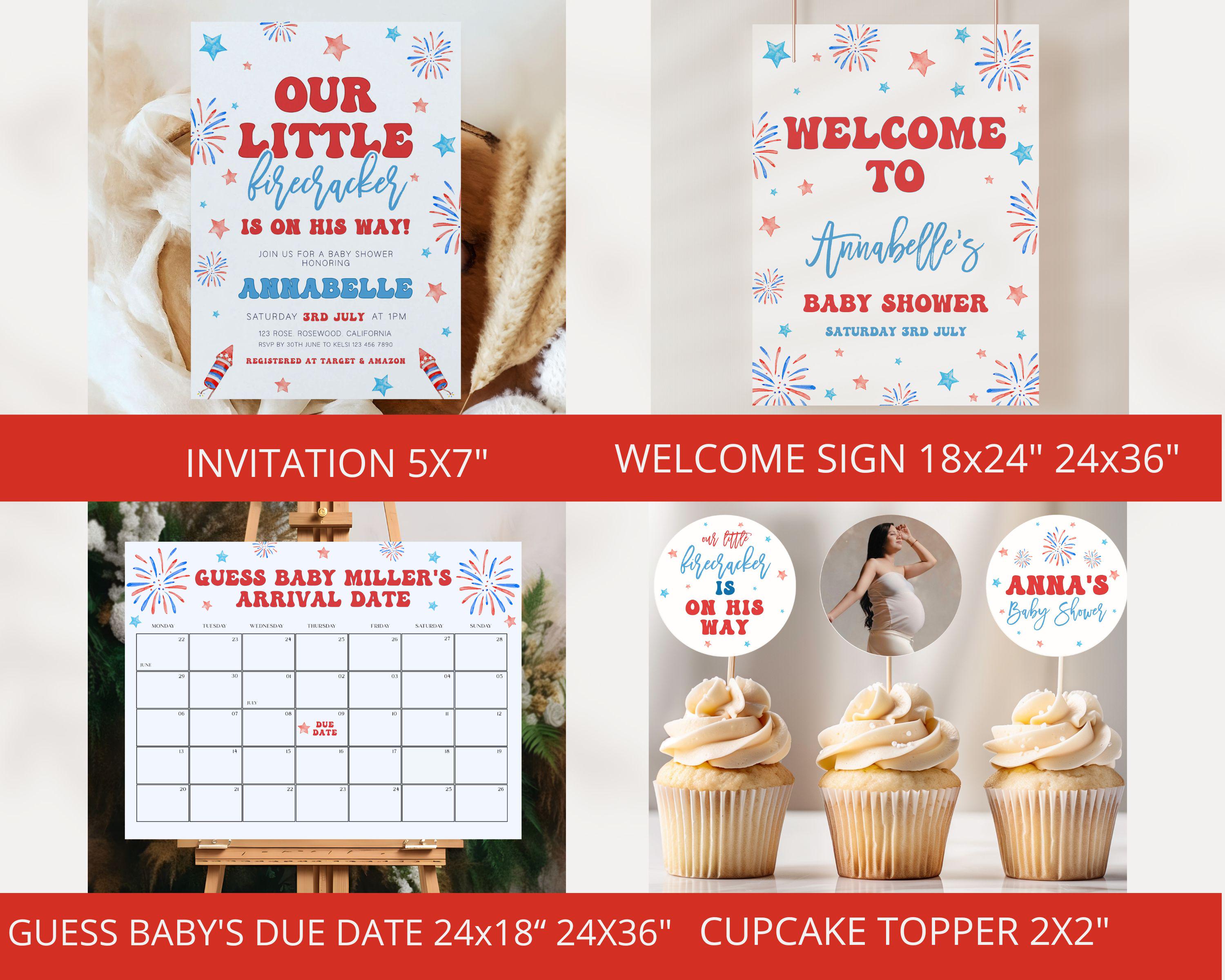 Little Firecracker Baby Shower Bundle, 4th of July Baby Shower Bundle ...