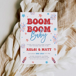 Boom Boom Baby Shower Invitation, 4th of July Baby Shower Invite, 4th ...