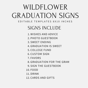 Wildflower Graduation Signs Bundle, Graduation Signs, Graduation Sweet ...