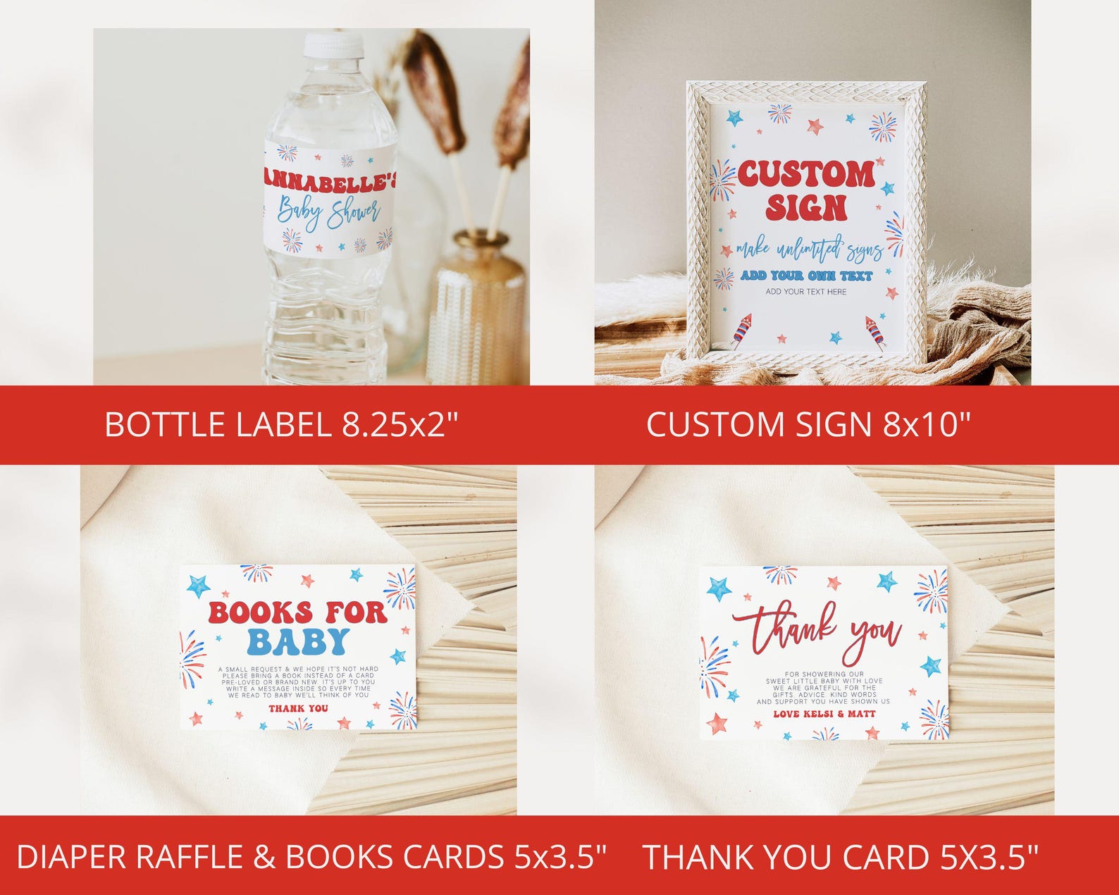 Little Firecracker Baby Shower Bundle, 4th of July Baby Shower Bundle ...